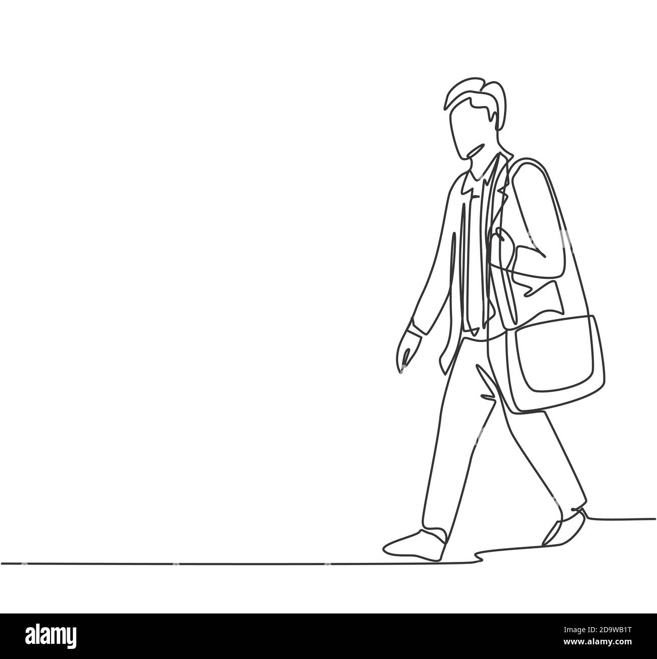 One single line drawing of young male manager walking relax on city ...
