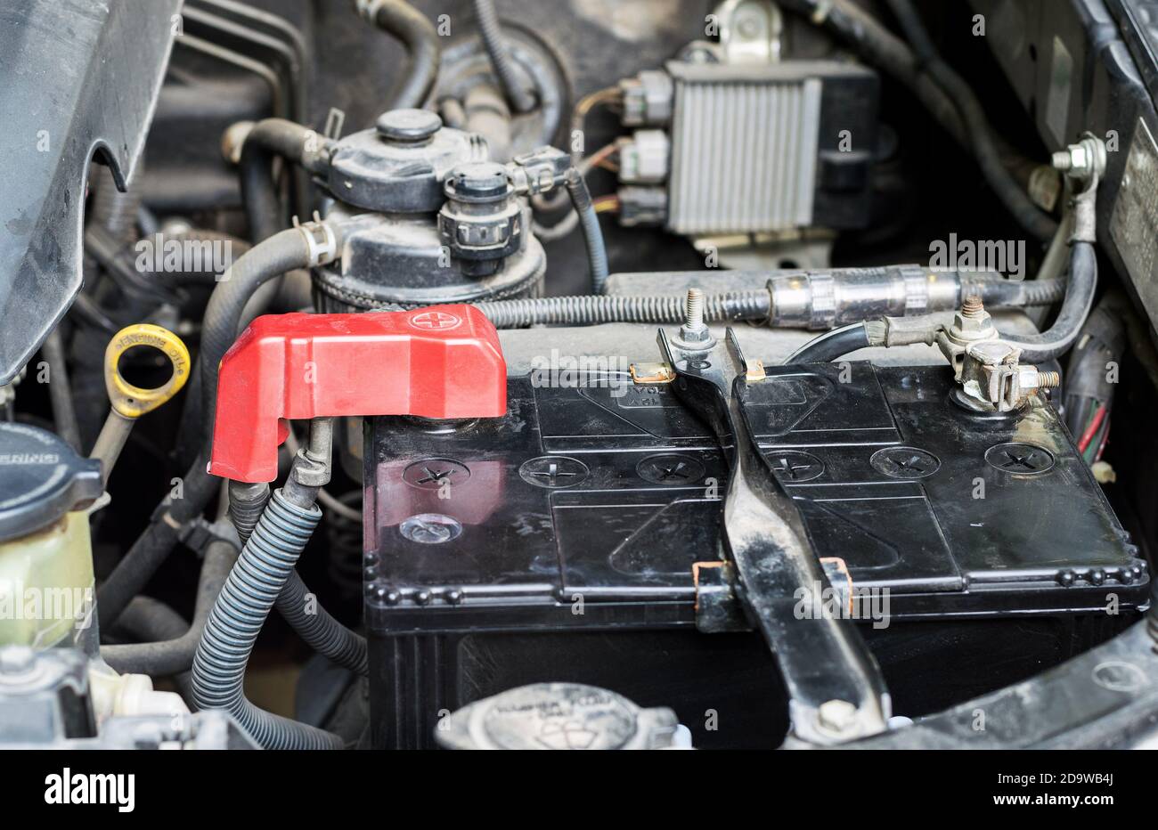 Closeup of the battery in a car Stock Photo - Alamy