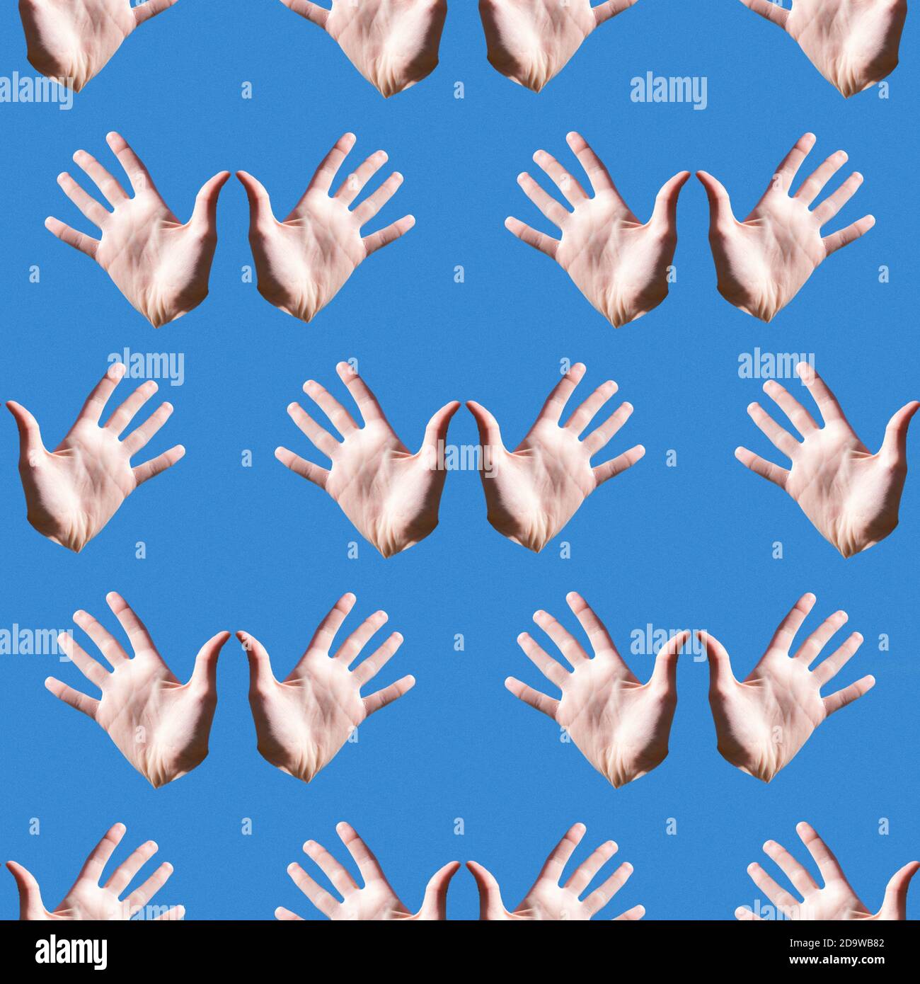 Two palms seamless pattern on a blue background. Minimalism, background ...