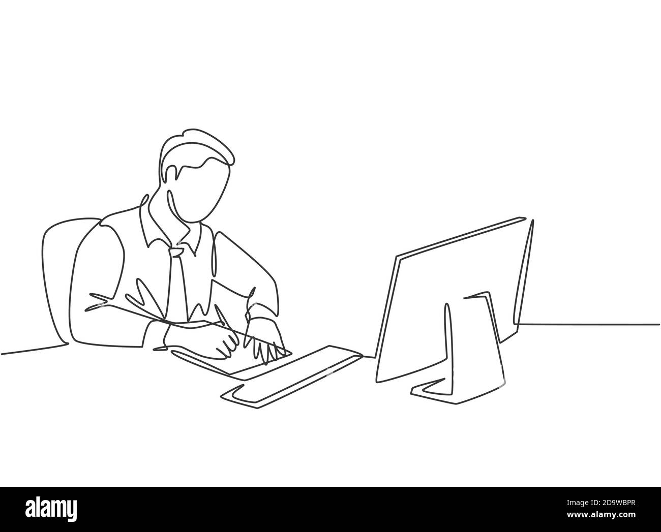 Man staring at screen Stock Vector Images - Alamy