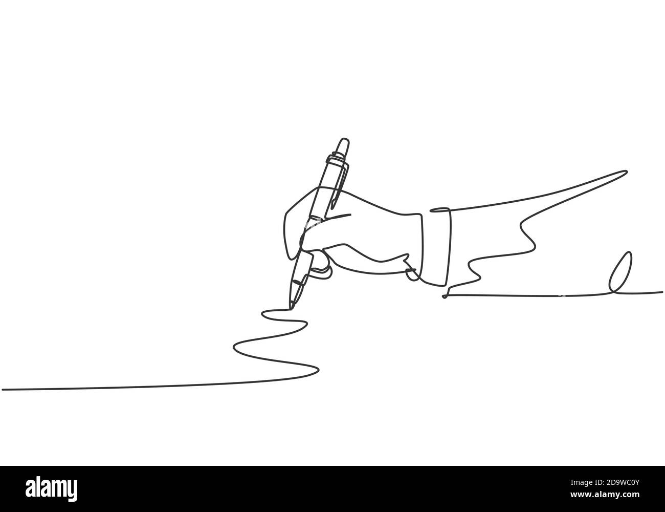 Single continuous line drawing of hand gesture drawn straight zig zag ...