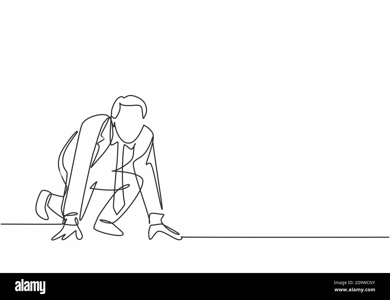 Single continuous single line drawing of young happy businessman get ...