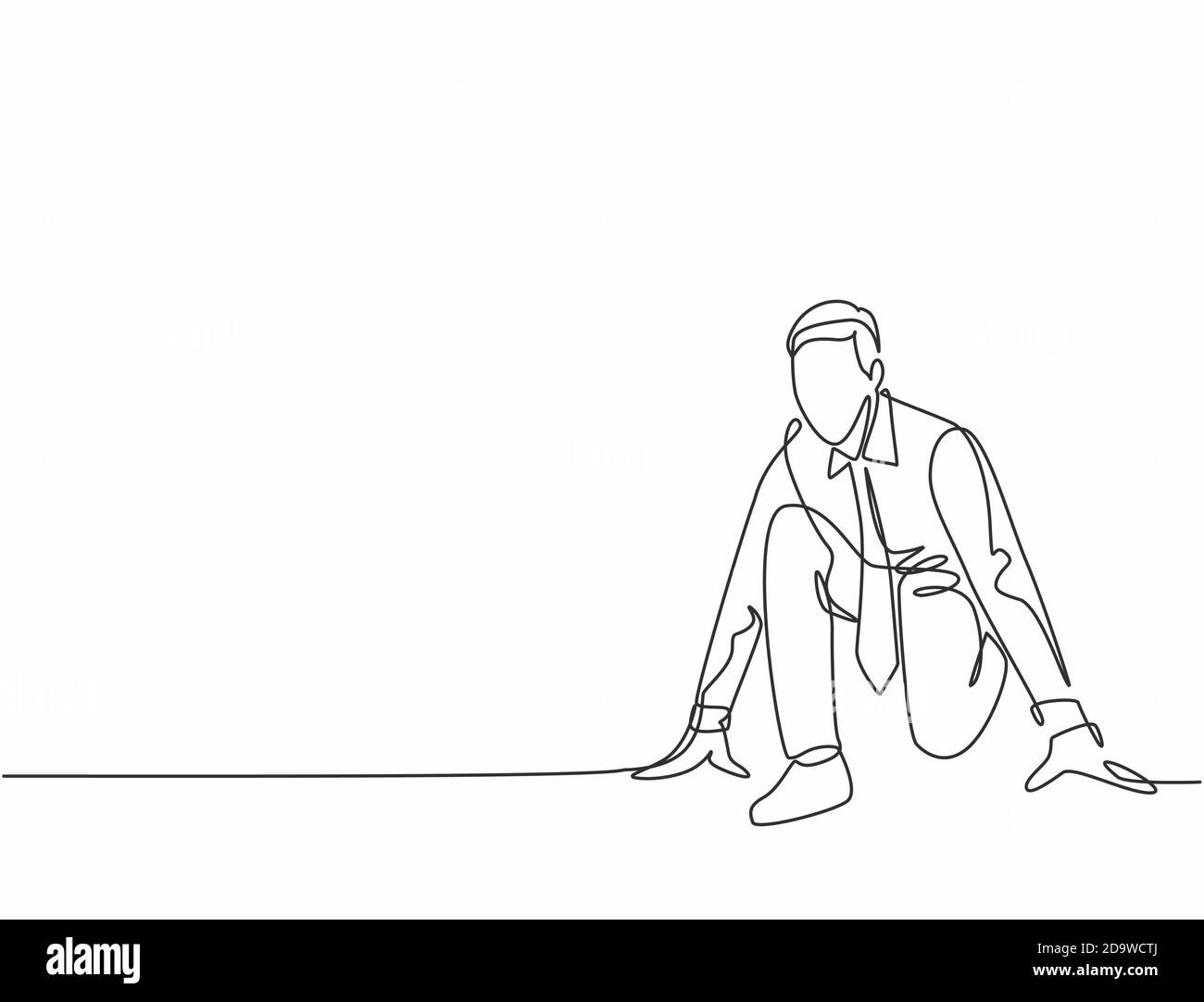 Single continuous single line drawing of young happy businessman get ...