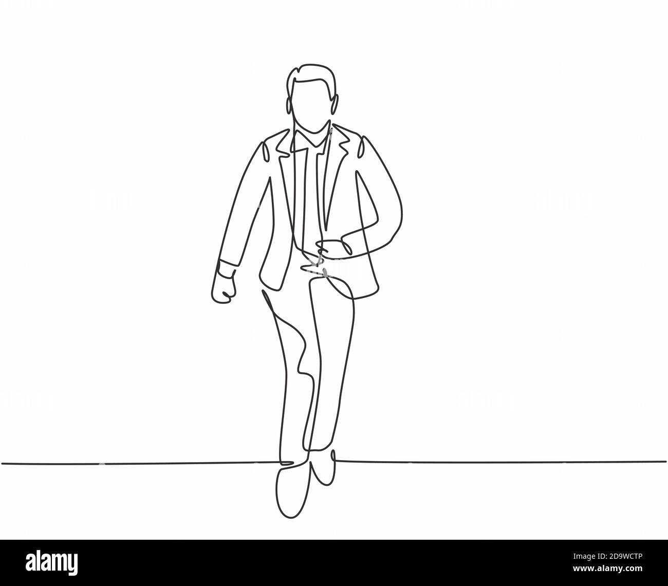Single continuous single line drawing of young happy businessman ...