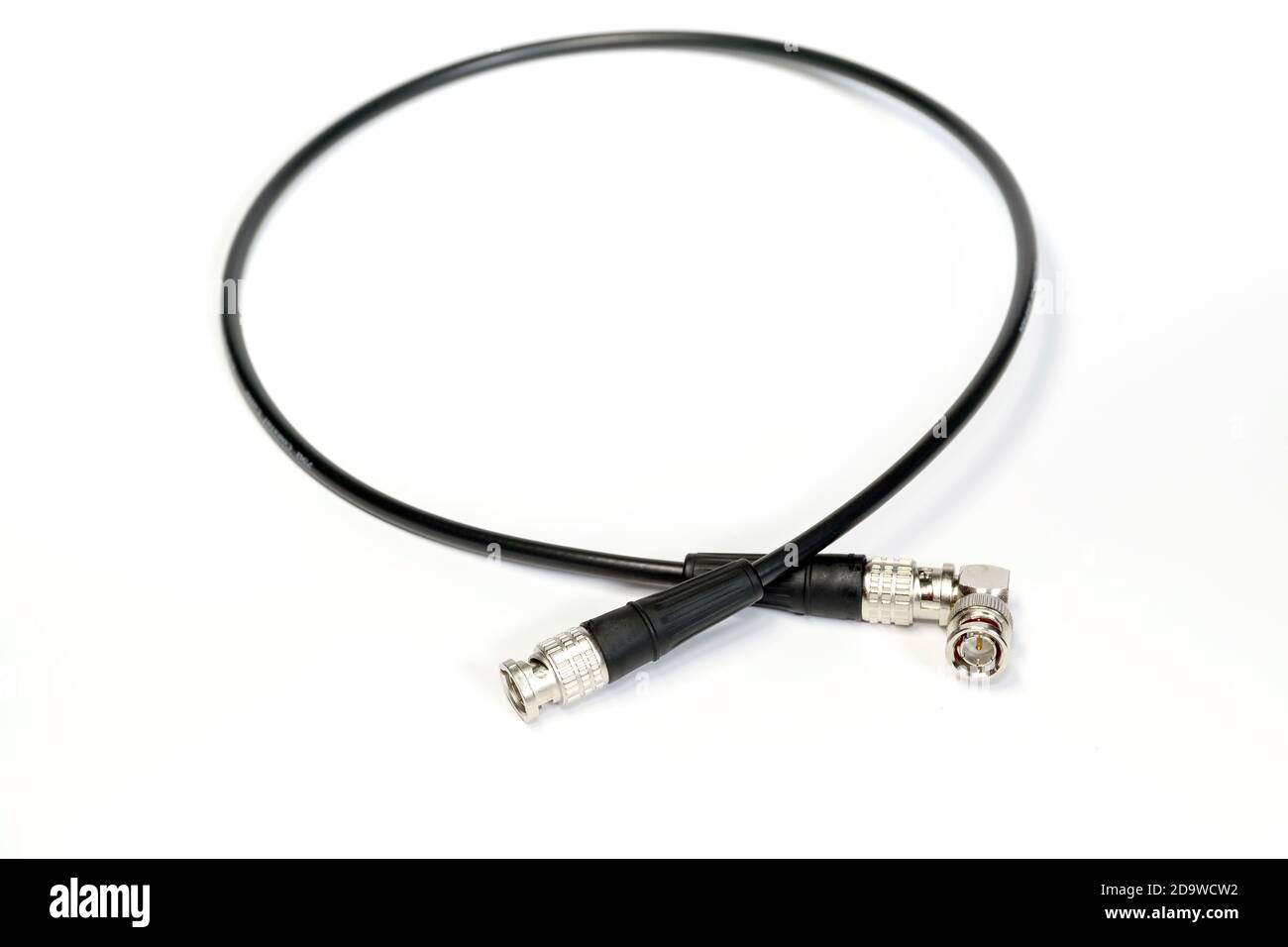 BNC connector jack with cable for video signal isolated on white ...