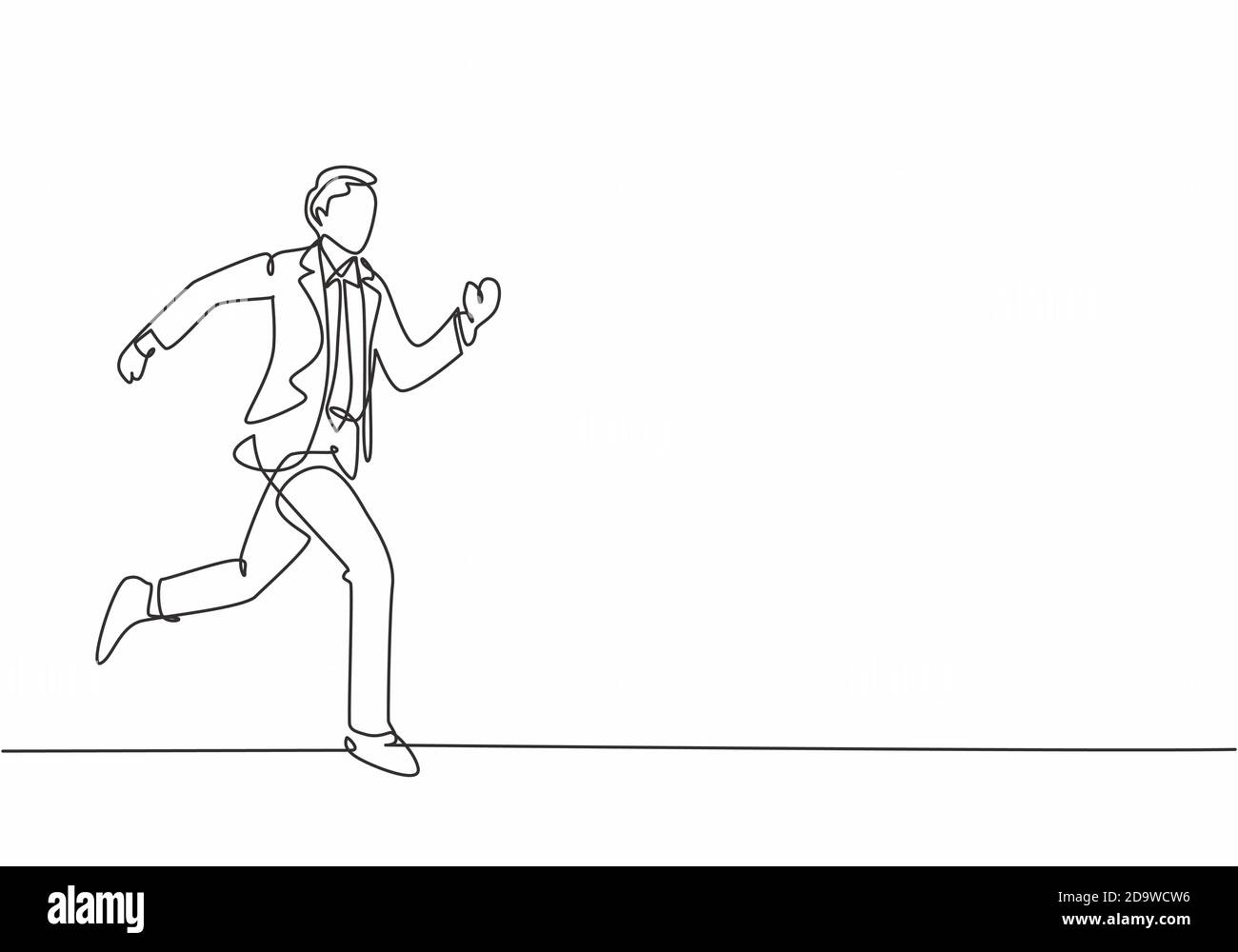 Single continuous single line drawing of young happy businessman opens ...