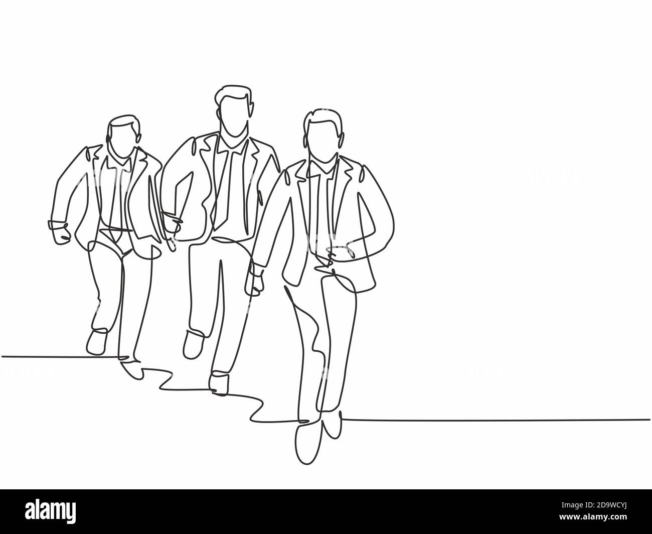 Single continuous single line drawing group of urban commuter workers ...