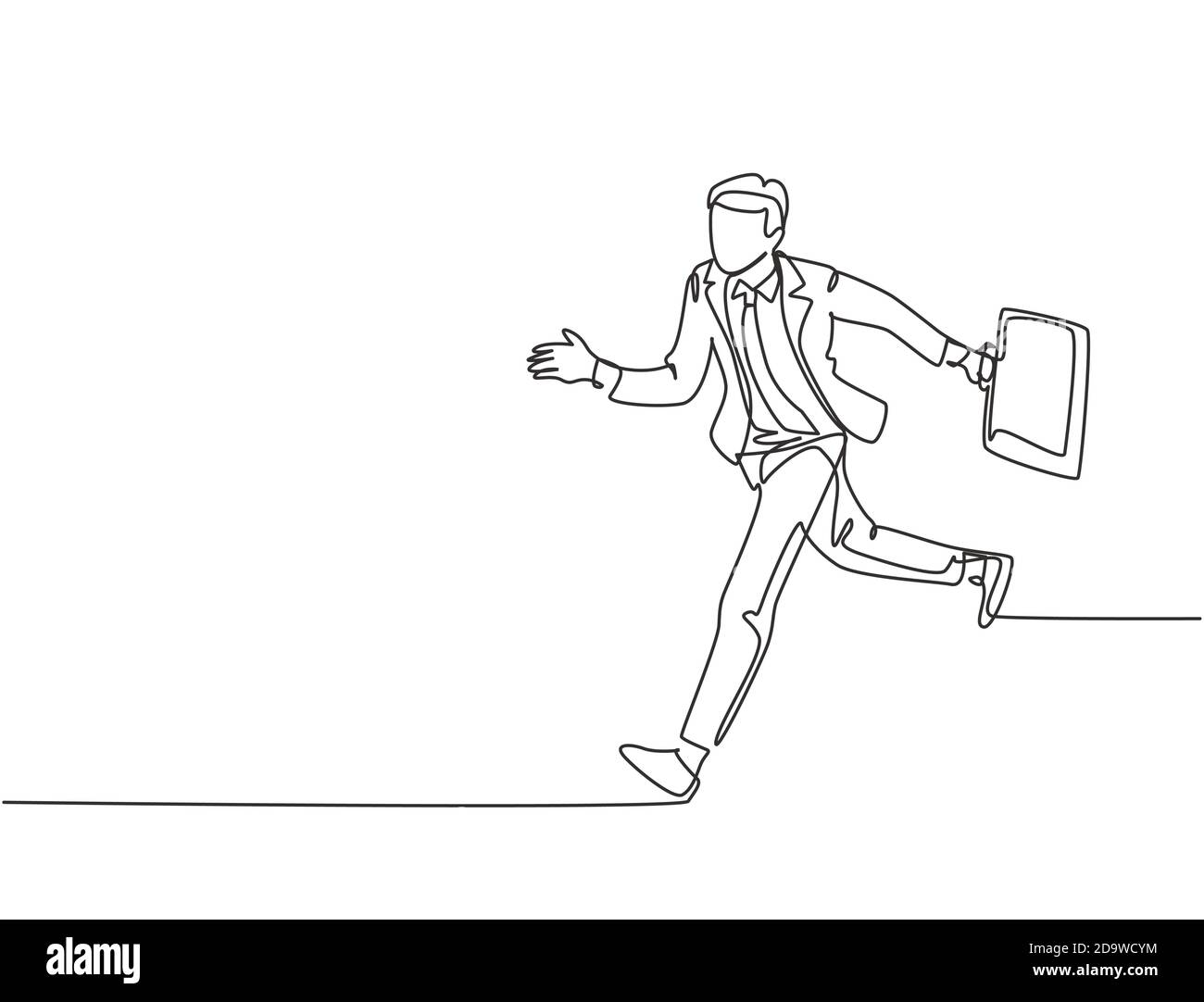 Single continuous single line drawing of young urban commuter worker ...