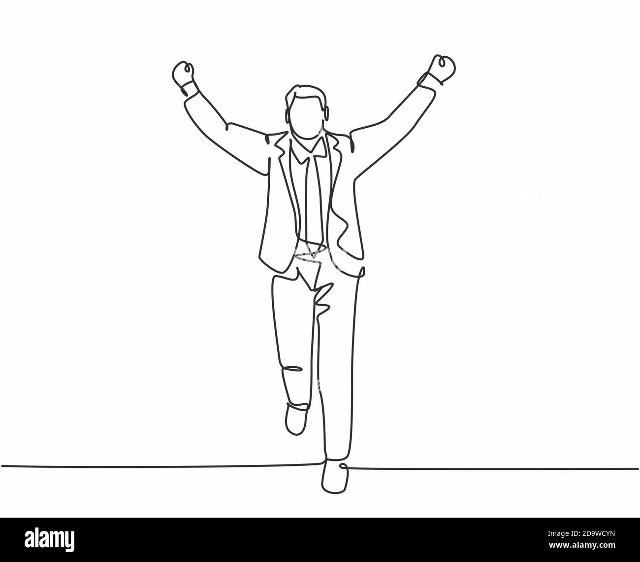 Single continuous single line drawing of young happy male manager ...