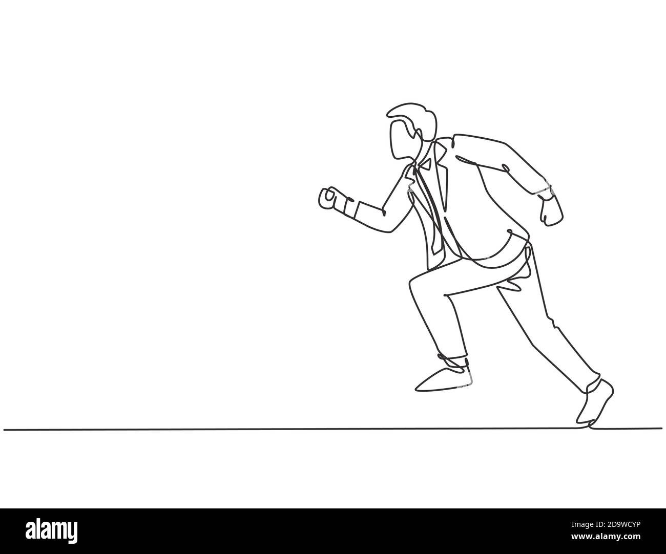 Single continuous single line drawing of young energetic businessman ...