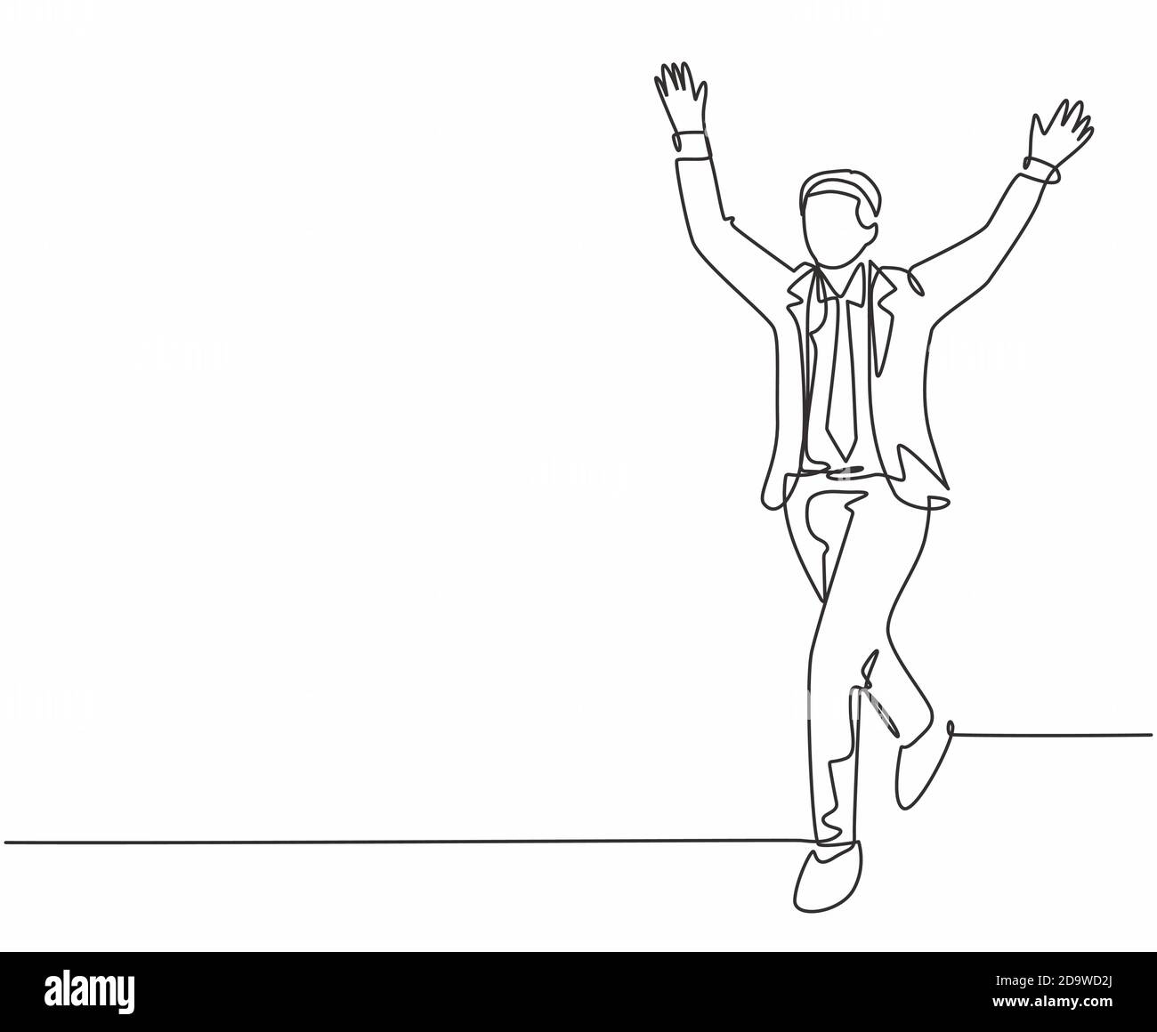Single continuous single line drawing of young happy male manager ...