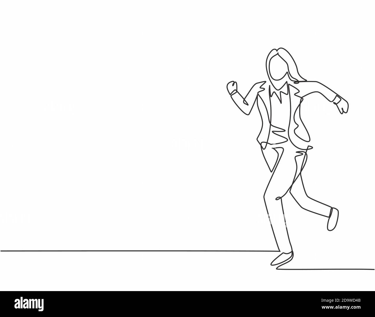Single continuous single line drawing of young woman urban commuter ...