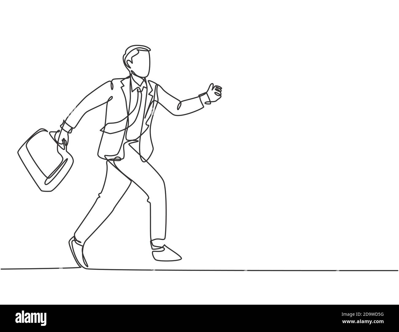 Single continuous single line drawing young urban commuter worker ...