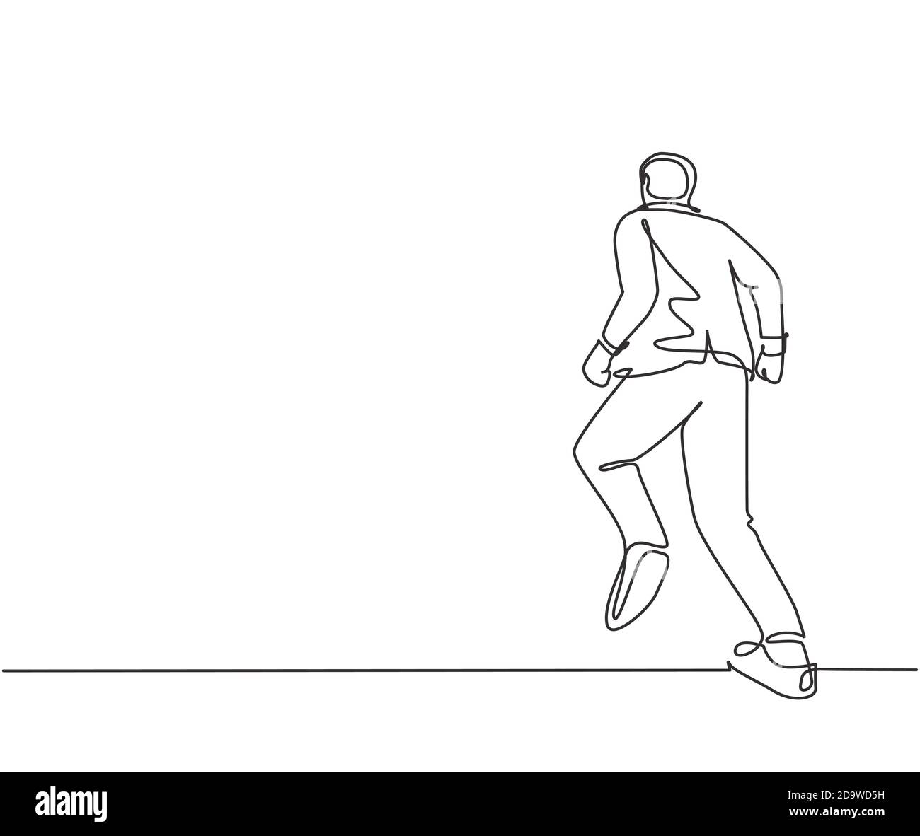 One continuous single line drawing young energetic male manger doing ...