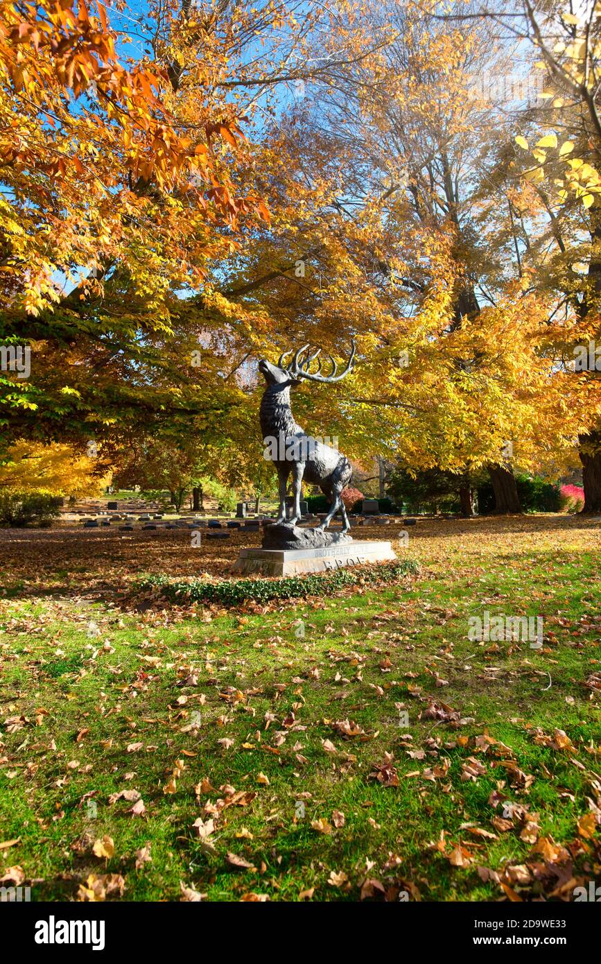 Lakeview Cemetery grave in fall in ohio Stock Photo - Alamy