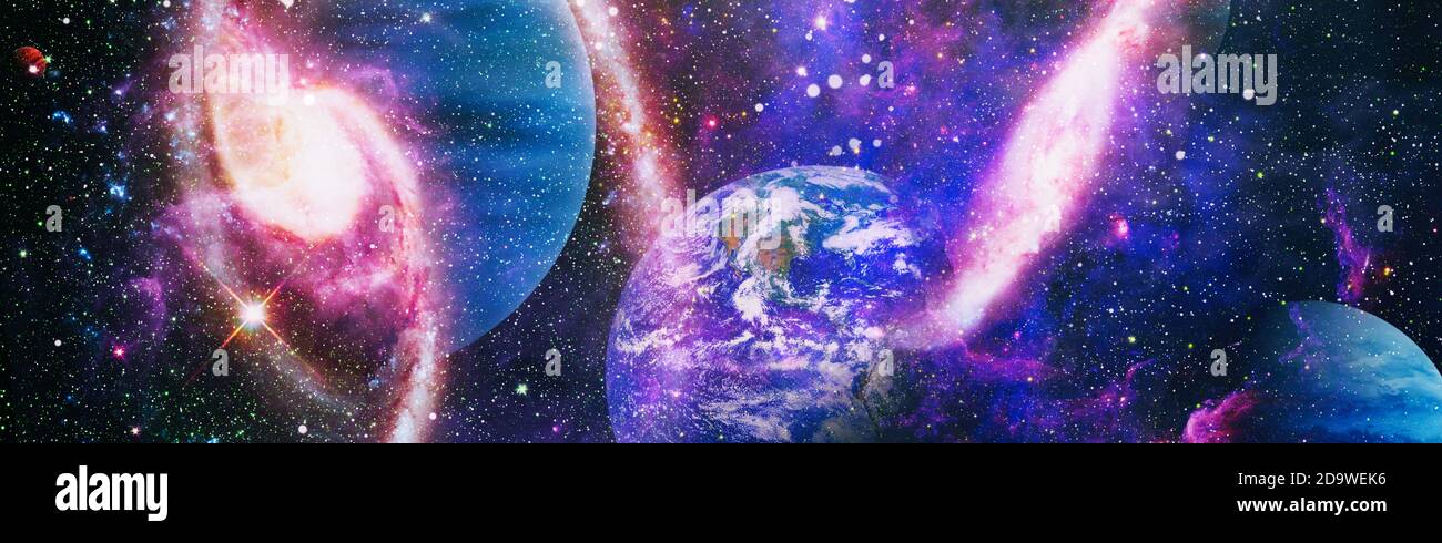 Dreamscape galaxy. Space background with red nebula and stars. Elements ...