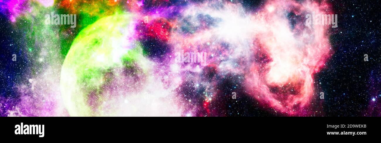 Fiery explosion in space. Abstract illustration of universe. Elements ...