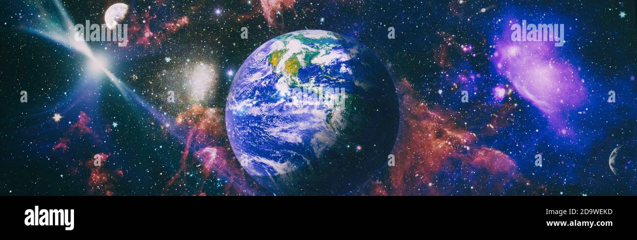 Dreamscape galaxy. Space background with red nebula and stars. Elements ...