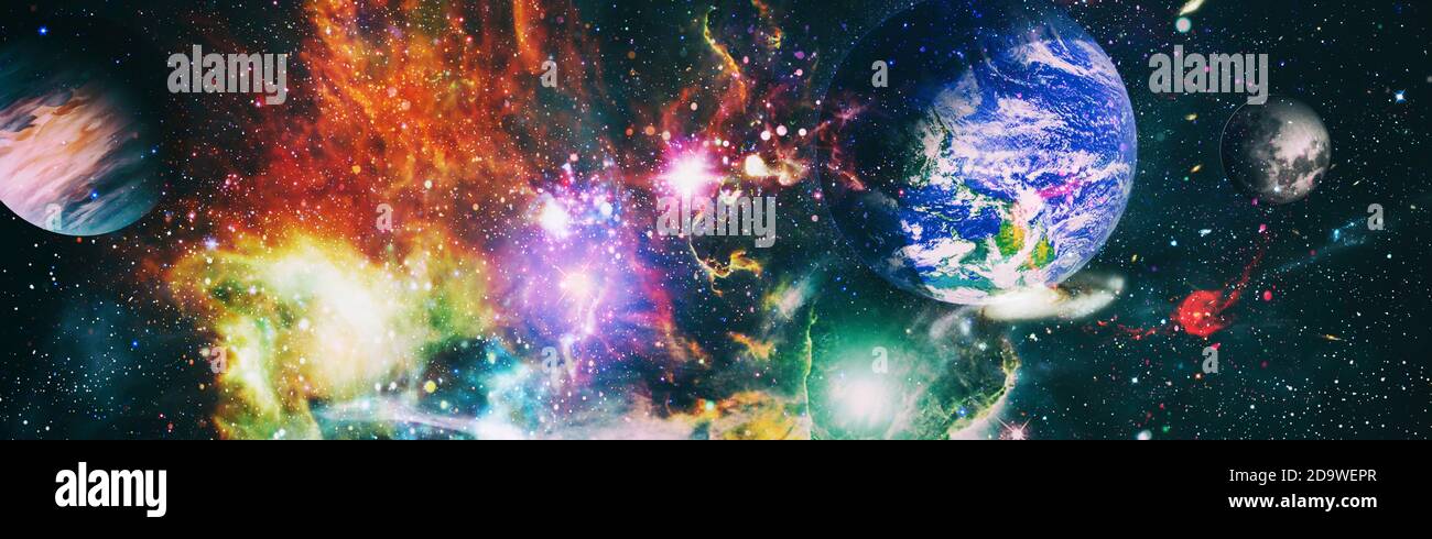 Dreamscape galaxy. Space background with red nebula and stars. Elements ...