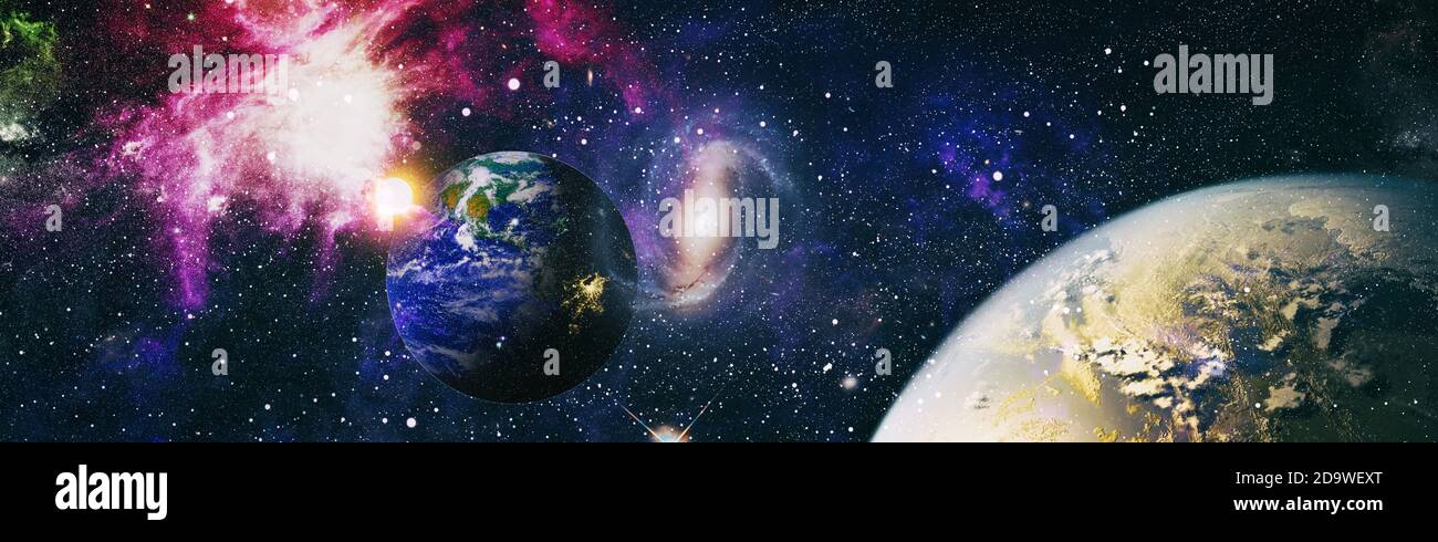 Dreamscape galaxy. Space background with red nebula and stars. Elements ...