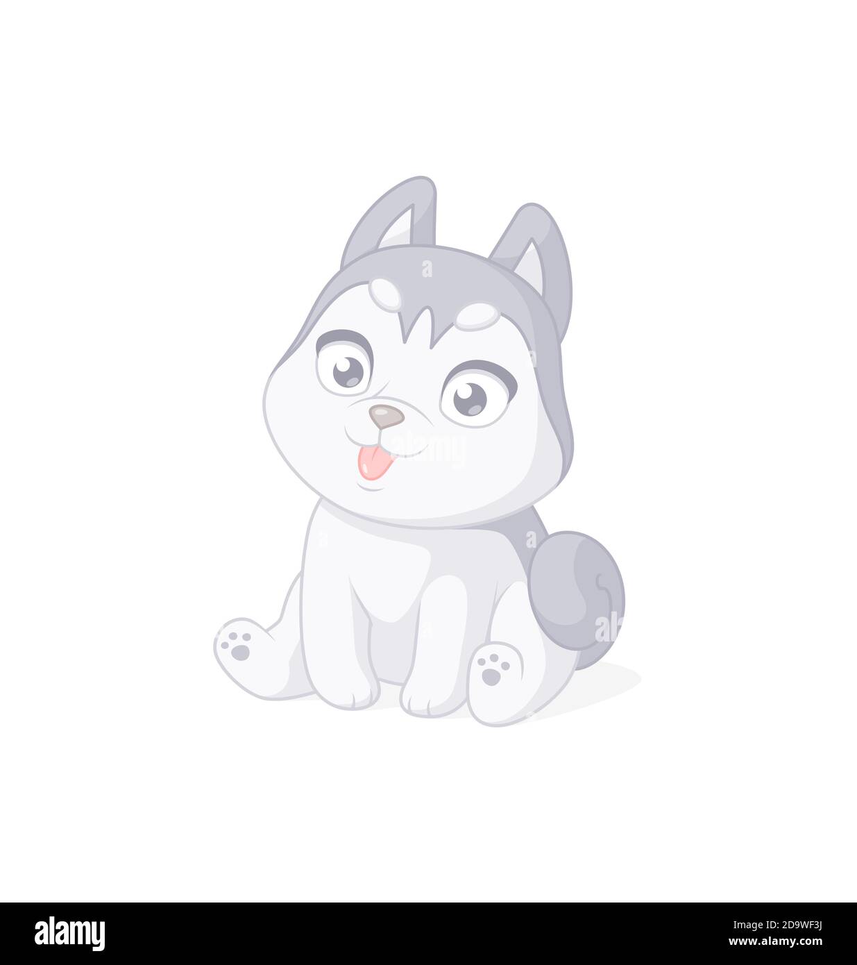 Cute Siberian husky puppy cartoon character. Vector illustration on ...