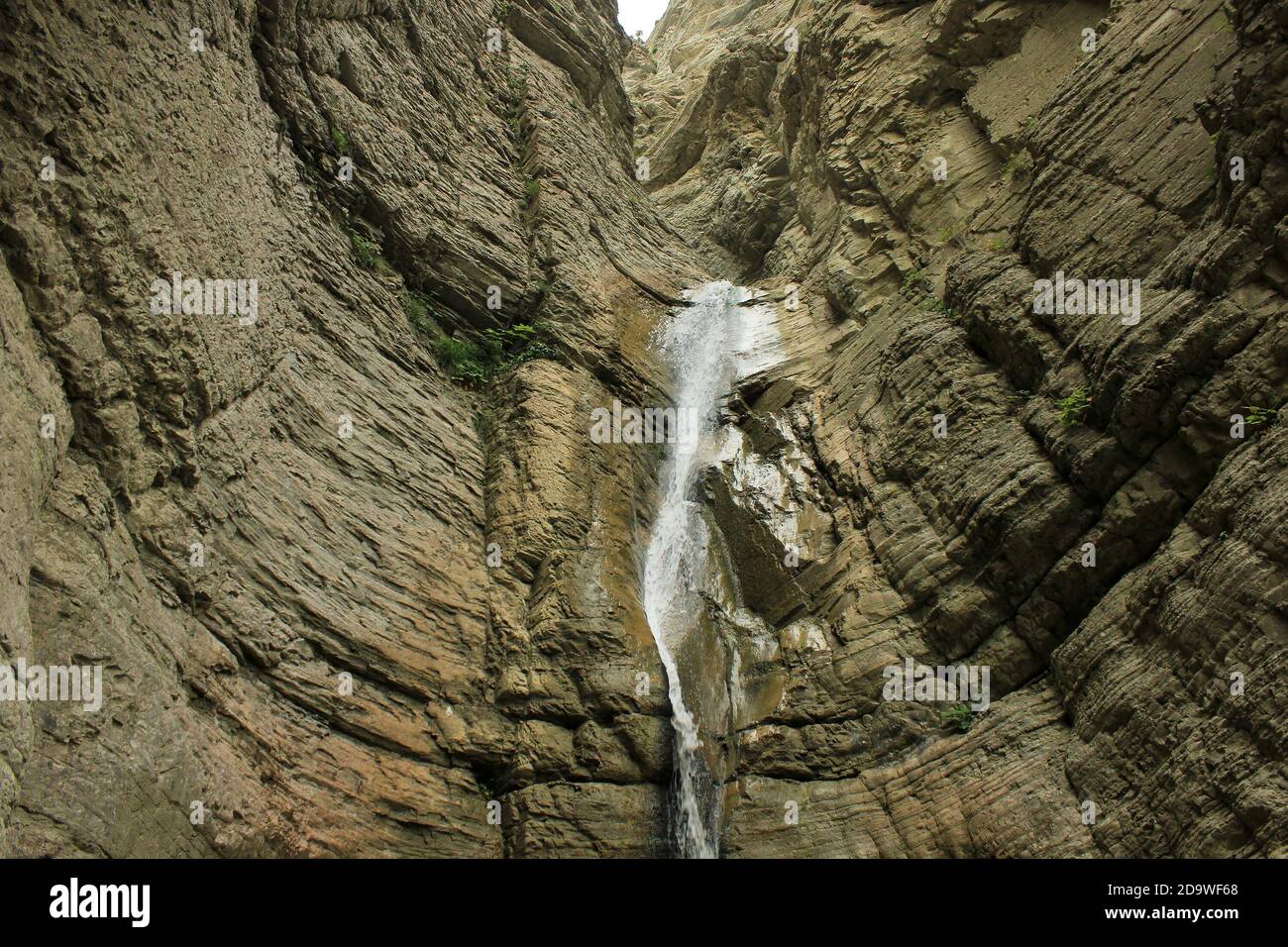 Beautiful, picturesque waterfall inside the mountain. Azerbaijan. Guba ...