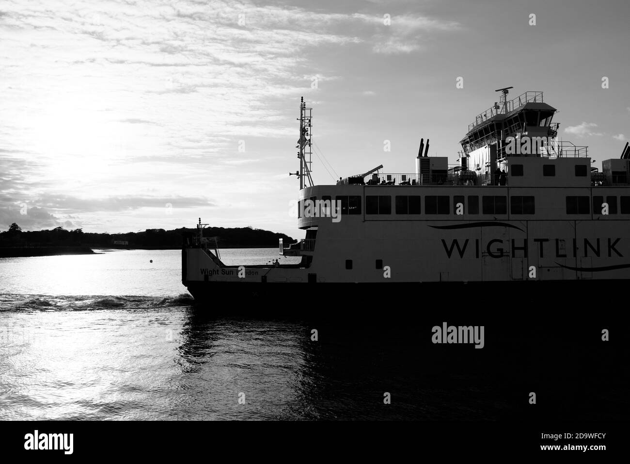 Wightlink Ferry Solent crossing ferry arrival at Yarmouth on Isle of ...