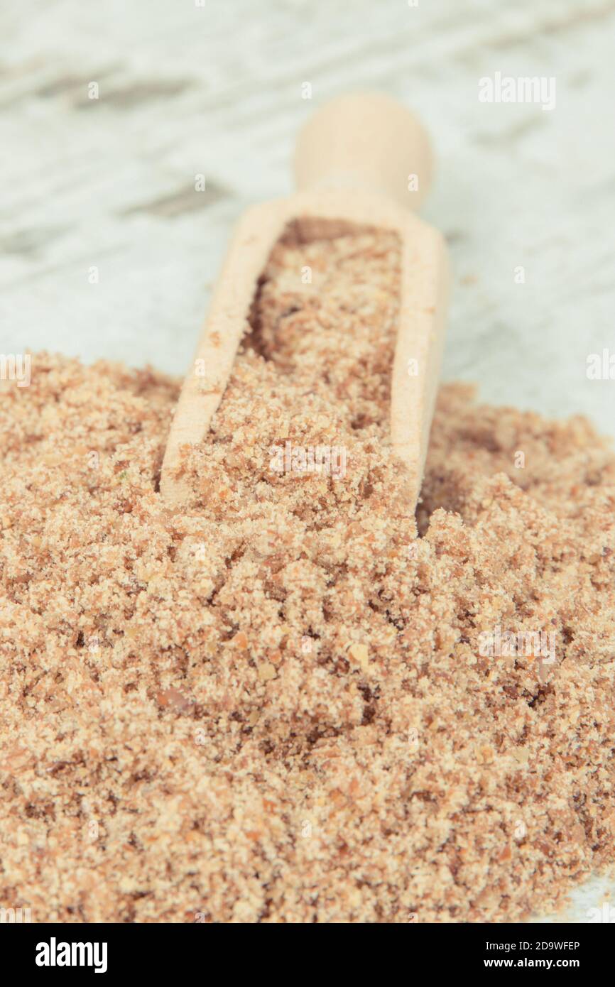 Ground linseed as healthy food containing natural vitamins, dietary ...