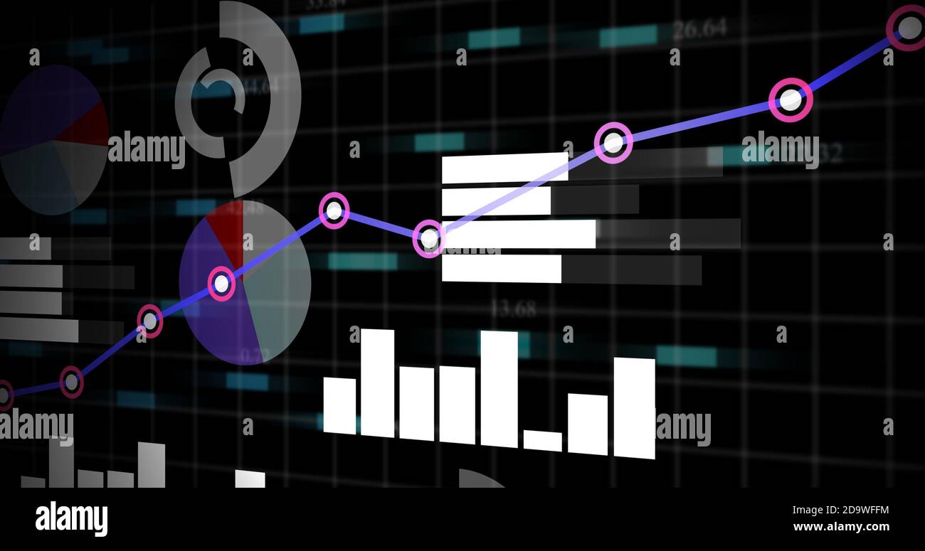 Financial business diagram. 4k bar graph and graph chart. 3d line graph ...