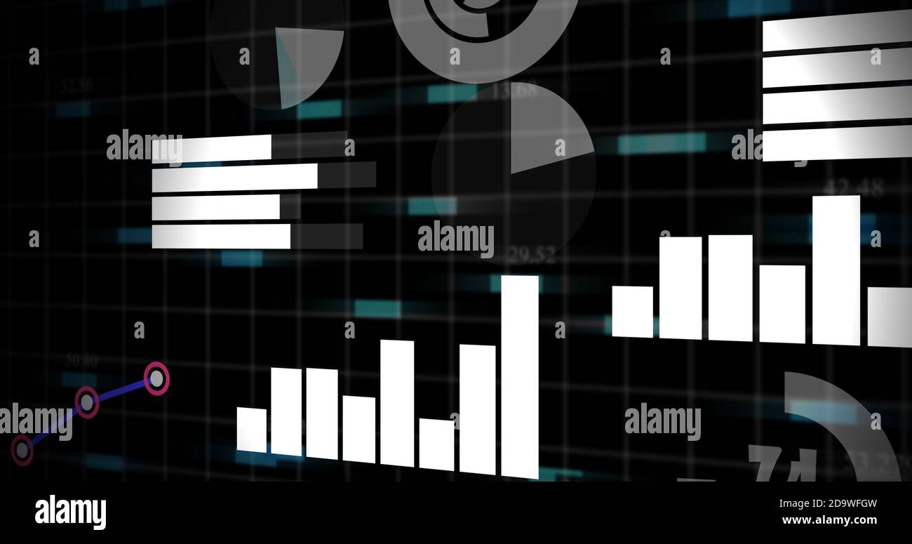 Financial business diagram. 4k bar graph and graph chart. 3d line graph ...