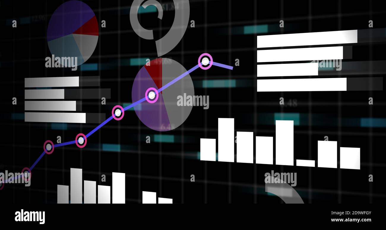 Financial business diagram. 4k bar graph and graph chart. 3d line graph ...