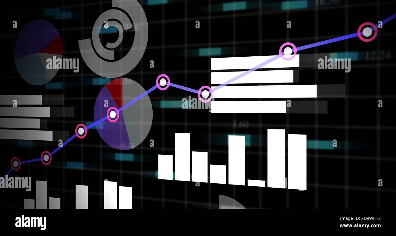 Financial business diagram. 4k bar graph and graph chart. 3d line graph ...
