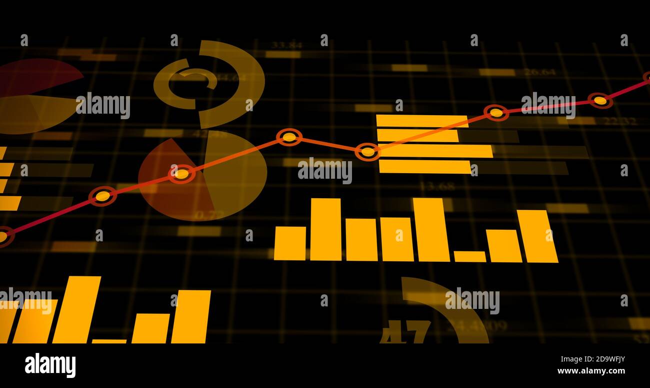 Financial business diagram. 4k bar graph and graph chart. 3d line graph ...