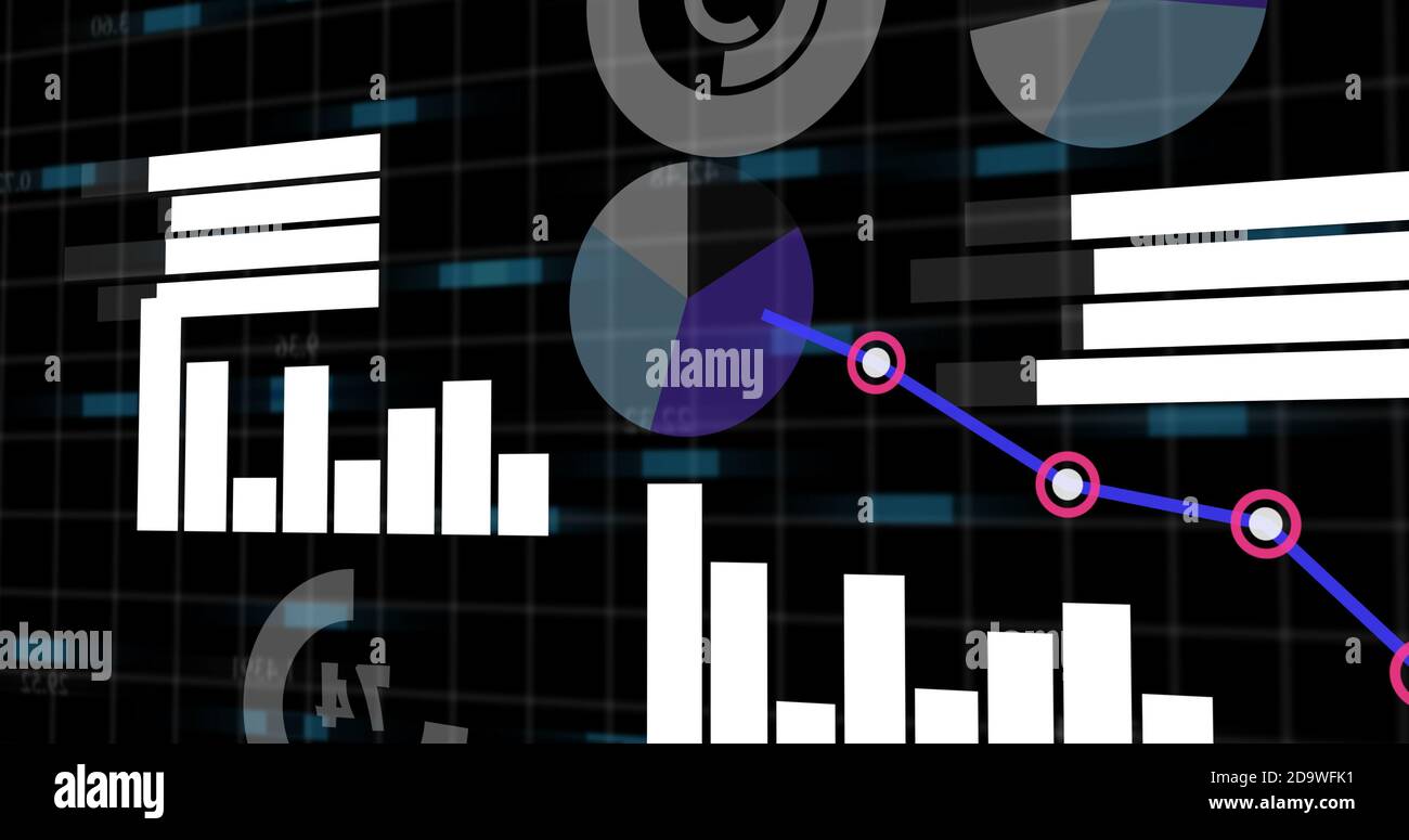 Financial business diagram. 4k bar graph and graph chart. 3d line graph ...