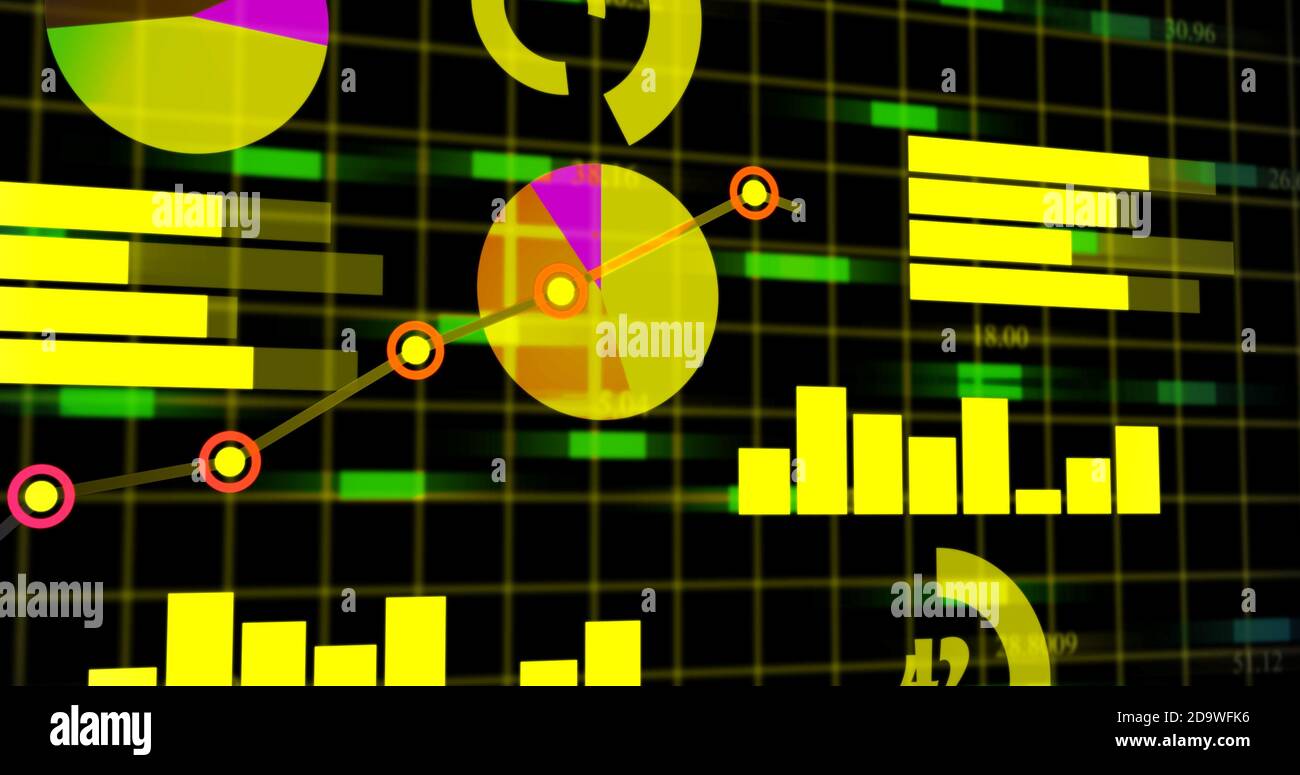 Financial business diagram. 4k bar graph and graph chart. 3d line graph ...