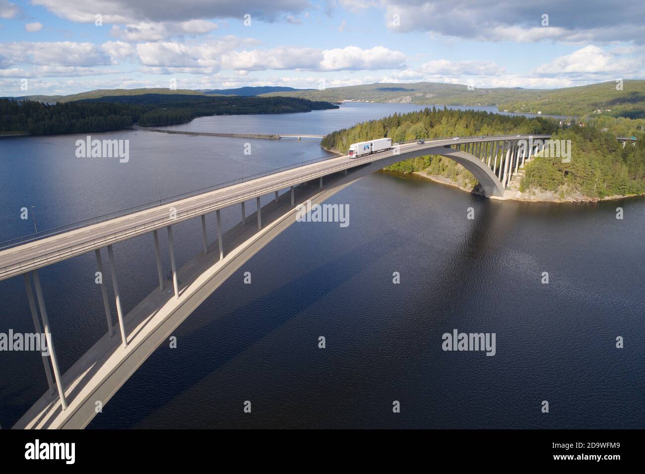 Lunde, Sweden - August 26, 2020: Aerial view of the concrete arch ...