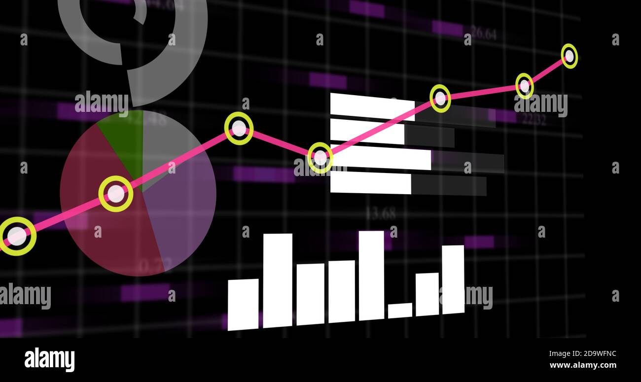 Financial business diagram. 4k bar graph and graph chart. 3d line graph ...