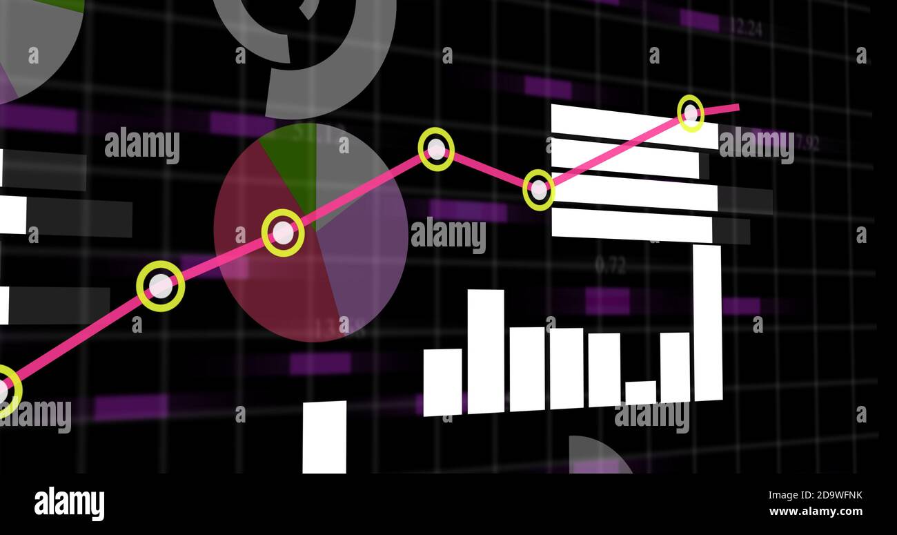 Financial business diagram. 4k bar graph and graph chart. 3d line graph ...