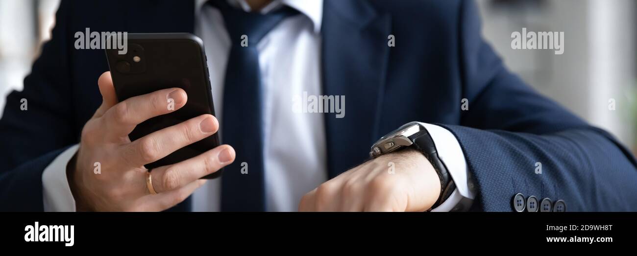 Close up header banner wide image of time management Stock Photo - Alamy