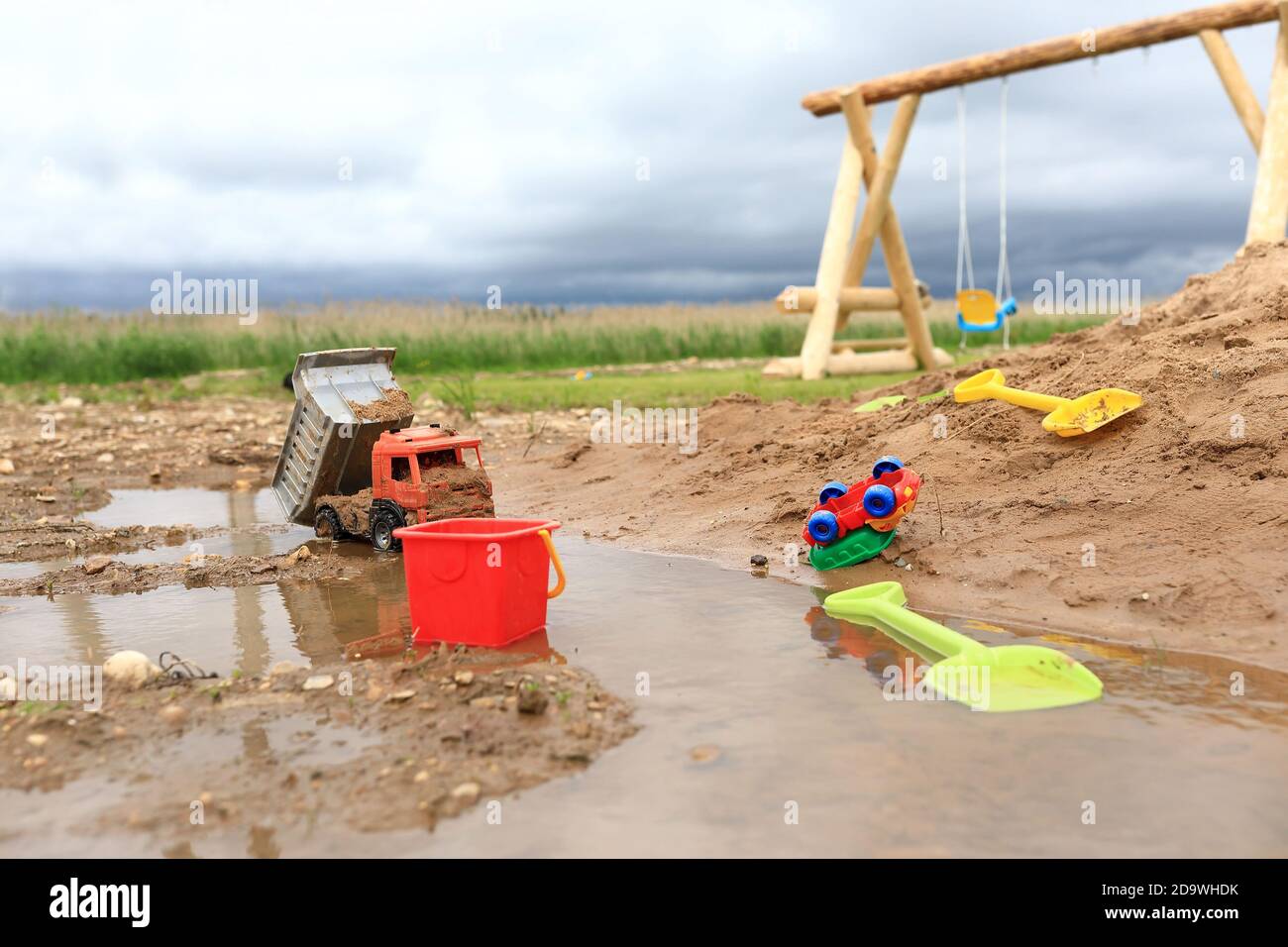 Empty wet playground in park hi-res stock photography and images - Alamy