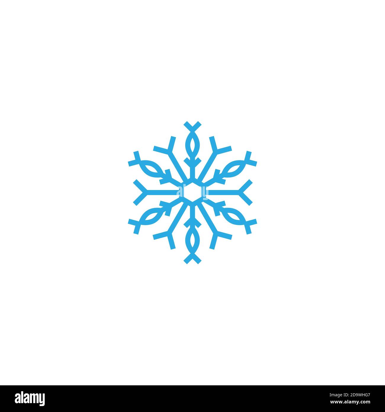 blue flat snowflake icon isolated on white. Freeze, cold, ice pictogram ...