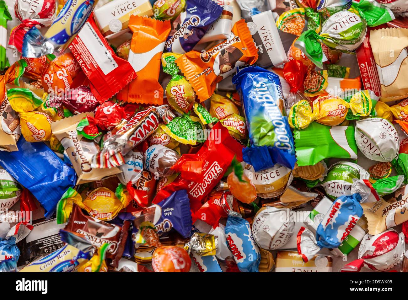 Assorted colorful candy and chocolate Stock Photo - Alamy