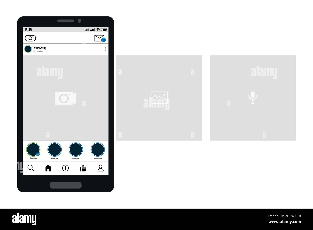 Smartphone With Carousel Interface Post On Social Network Stock Vector Image And Art Alamy