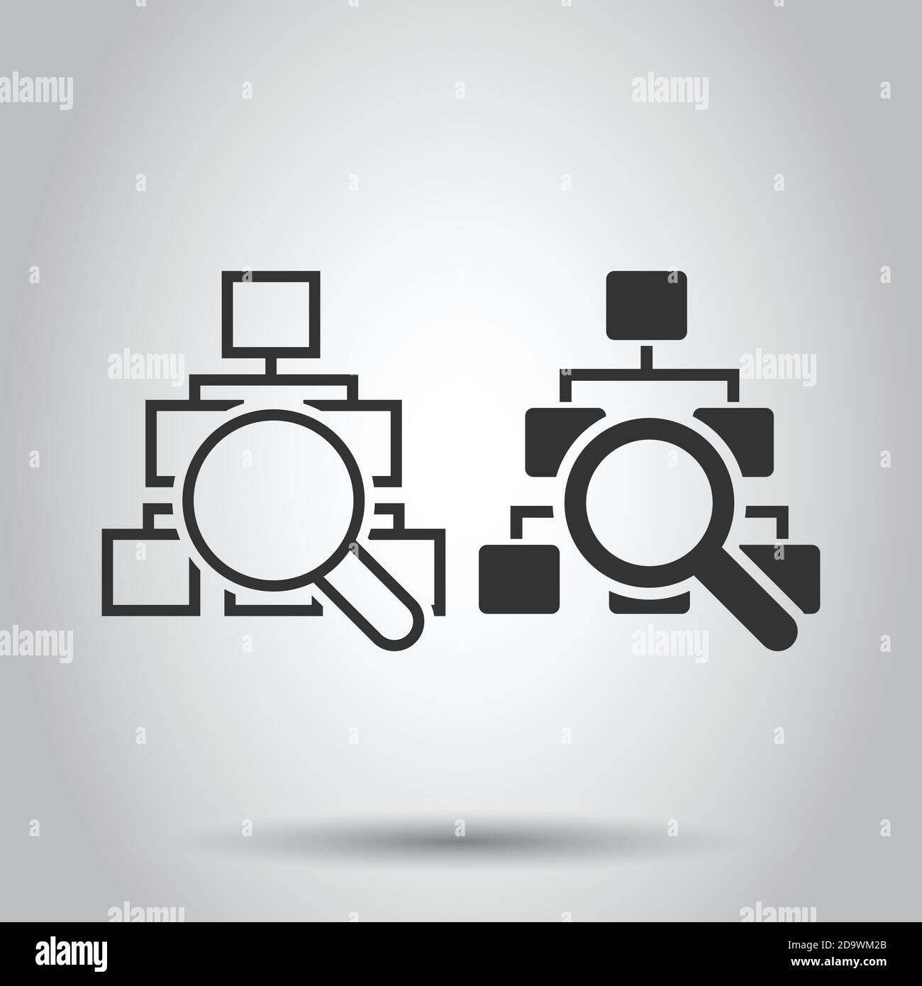 Hierarchy Diagram Icon In Flat Style Structure Search Vector Illustration On White Isolated