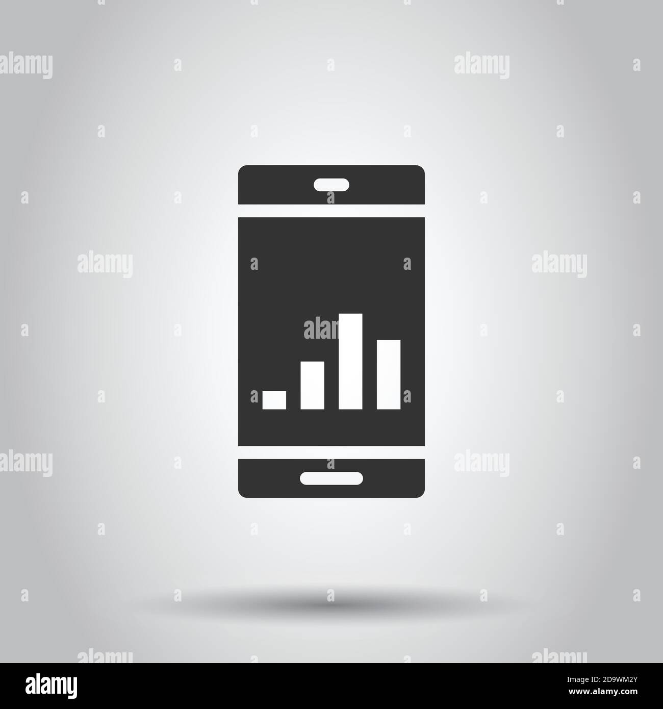 Phone diagram icon in flat style. Smartphone growth statistic vector ...