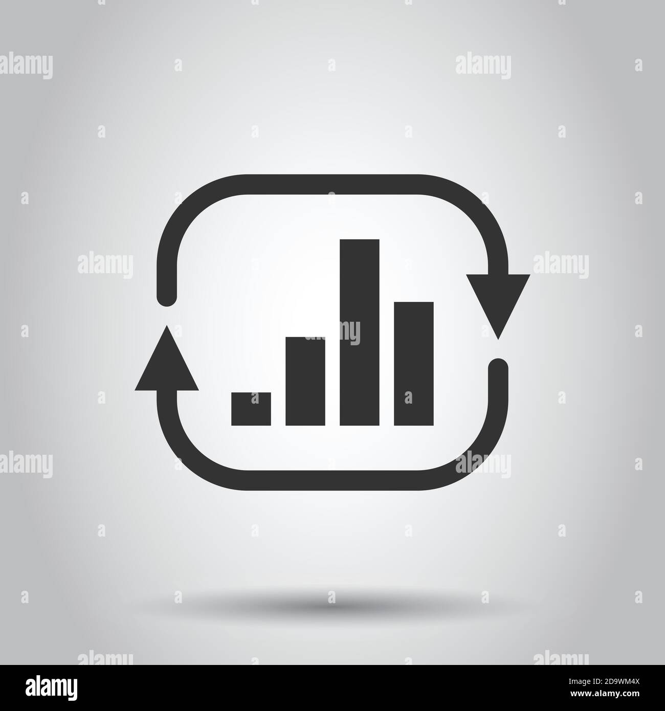 Growing bar graph icon in flat style. Increase arrow vector ...