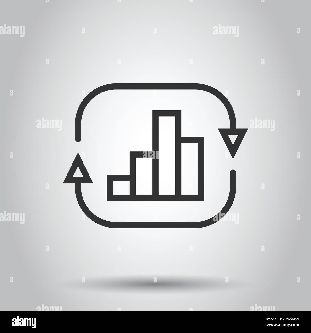 Growing bar graph icon in flat style. Increase arrow vector ...