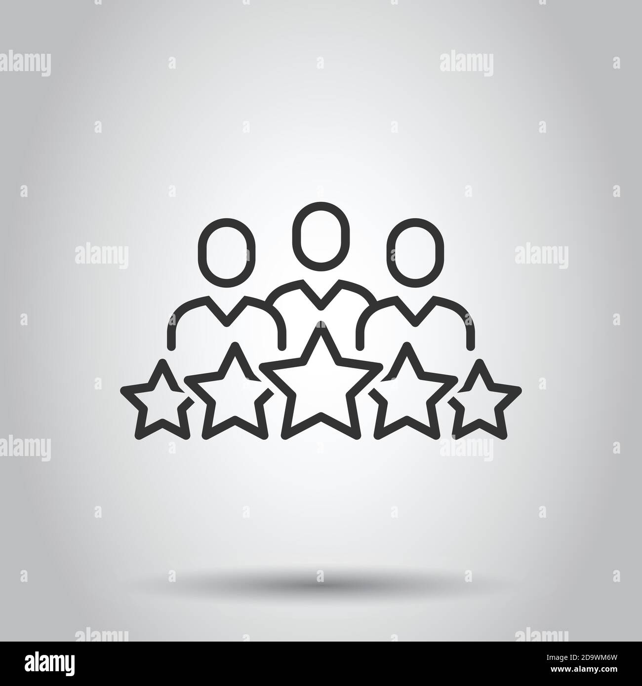 People with stars icon in flat style. Businessman rating vector ...
