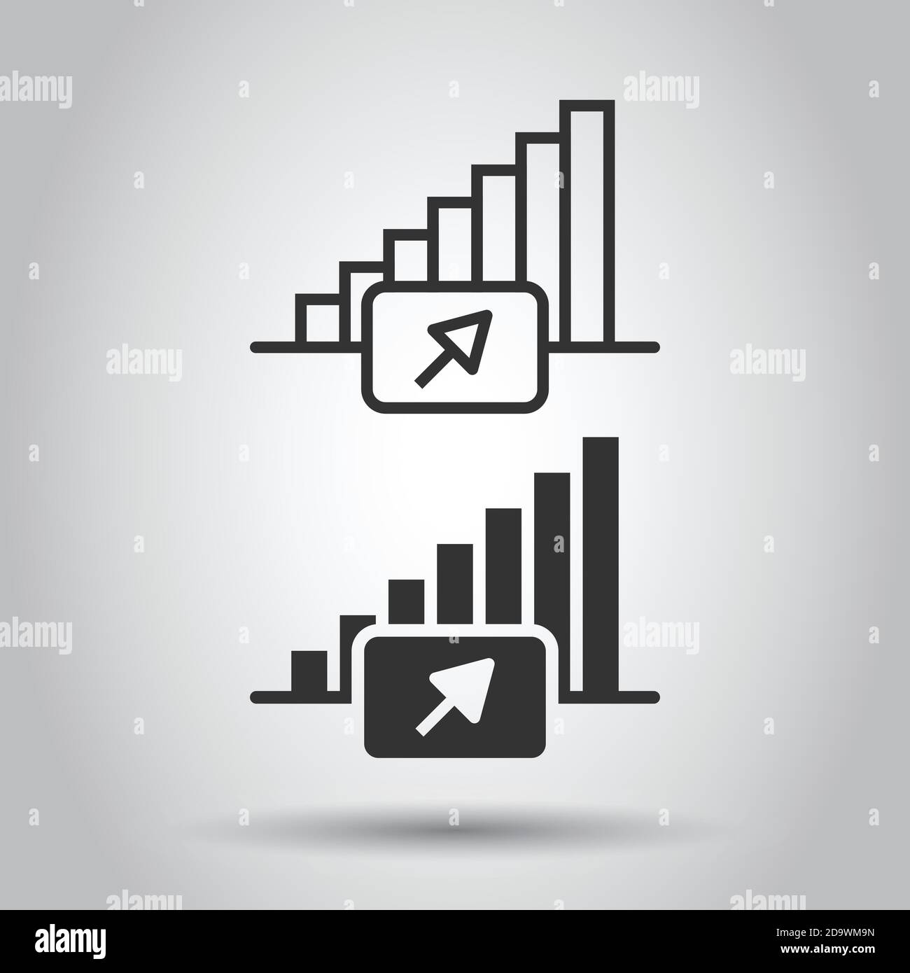 Market trend icon in flat style. Growth arrow with magnifier vector ...