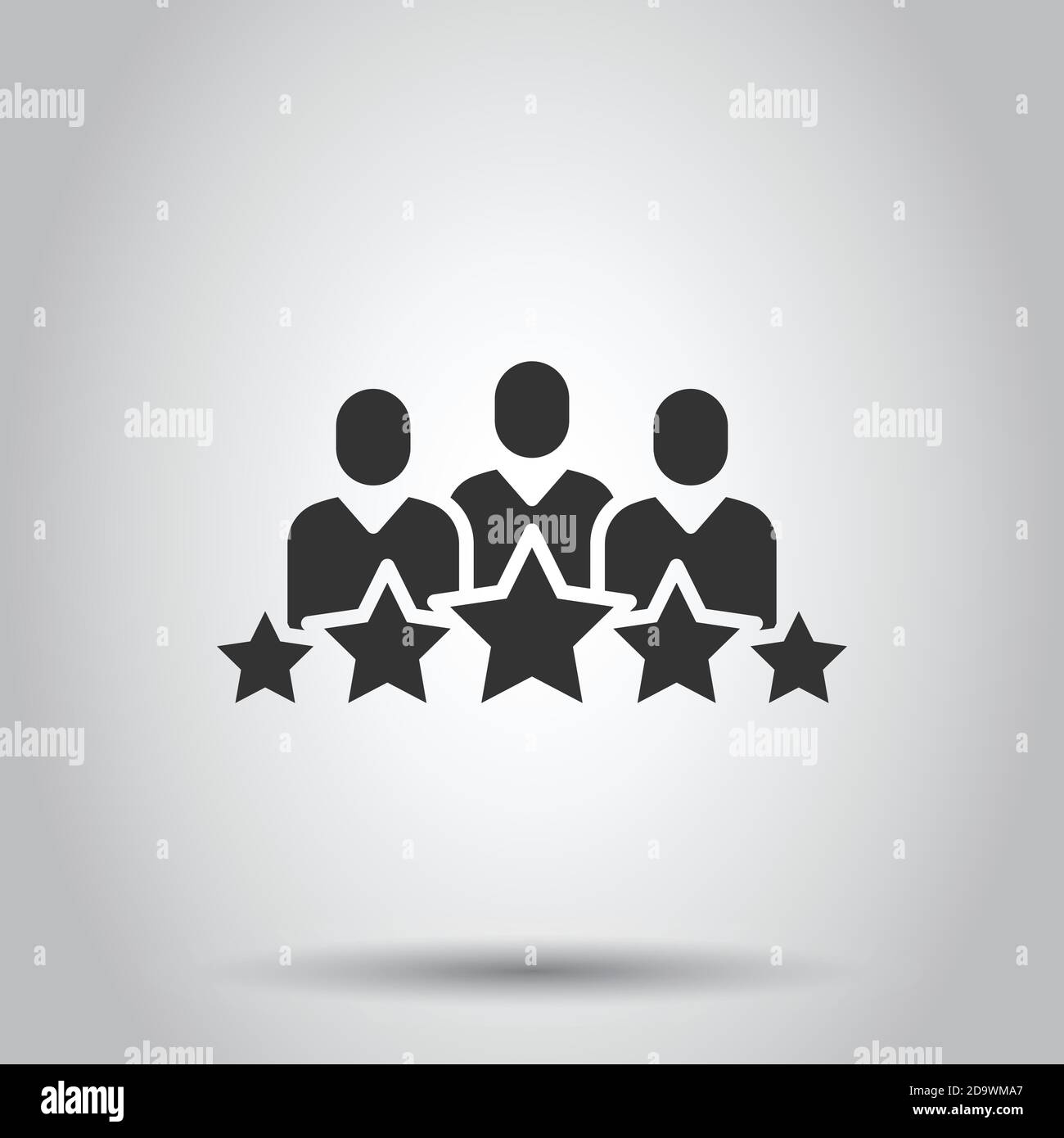 People with stars icon in flat style. Businessman rating vector ...